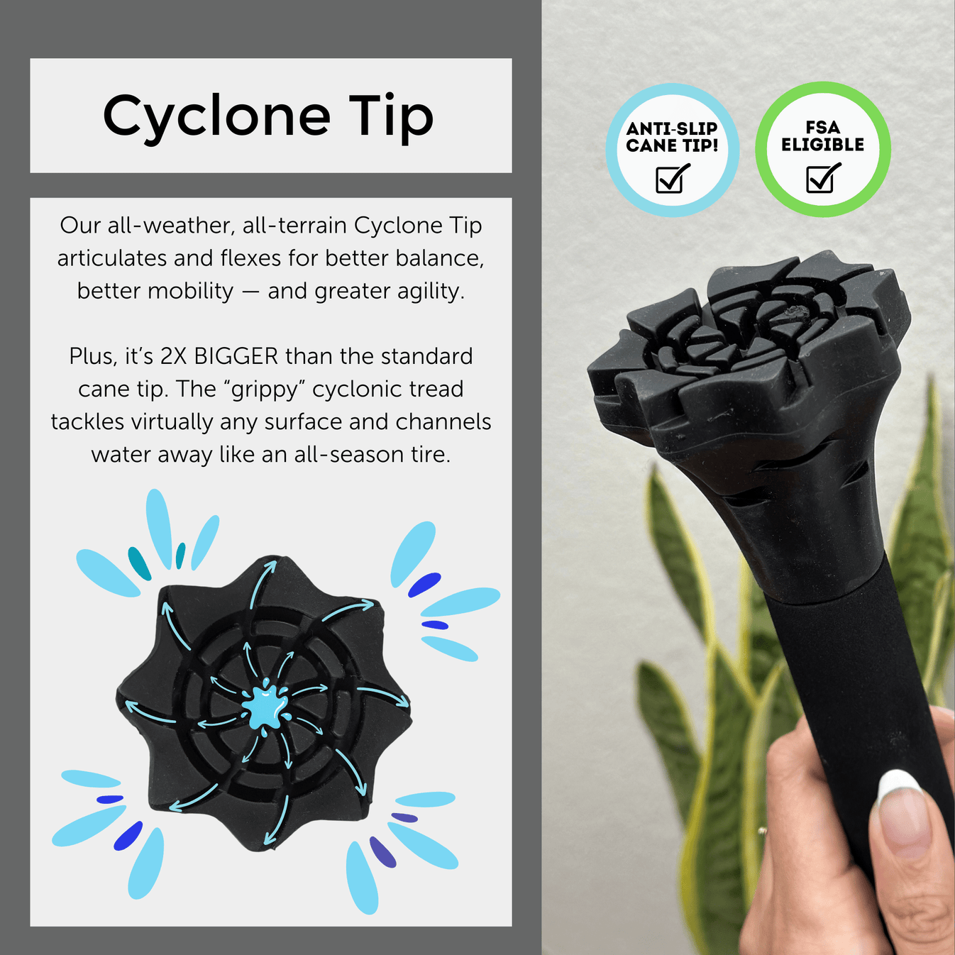 Dynamo Cyclone Tip - Cane Tip Replacement – DynamoMe